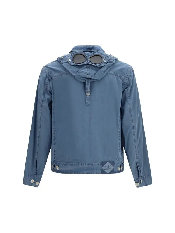 C.P. COMPANY 50 Fili Indigo Bleached Goggle Jacket - Blue