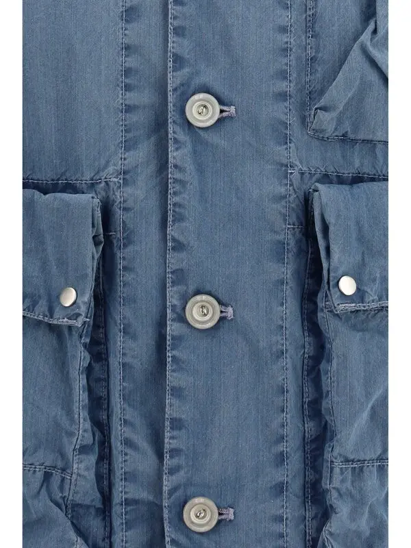 C.P. COMPANY 50 Fili Indigo Bleached Goggle Jacket - Blue