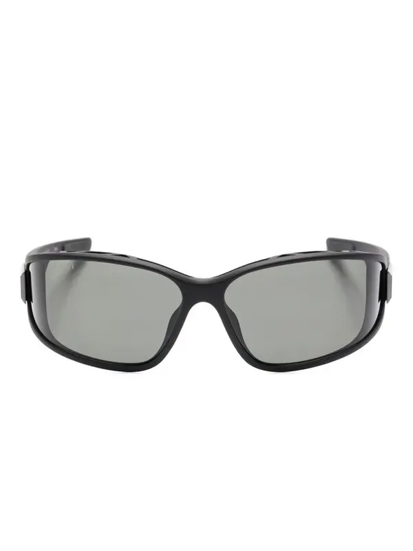 Gucci Black Shield Frame Sunglasses With Grey Lenses - Multicolor