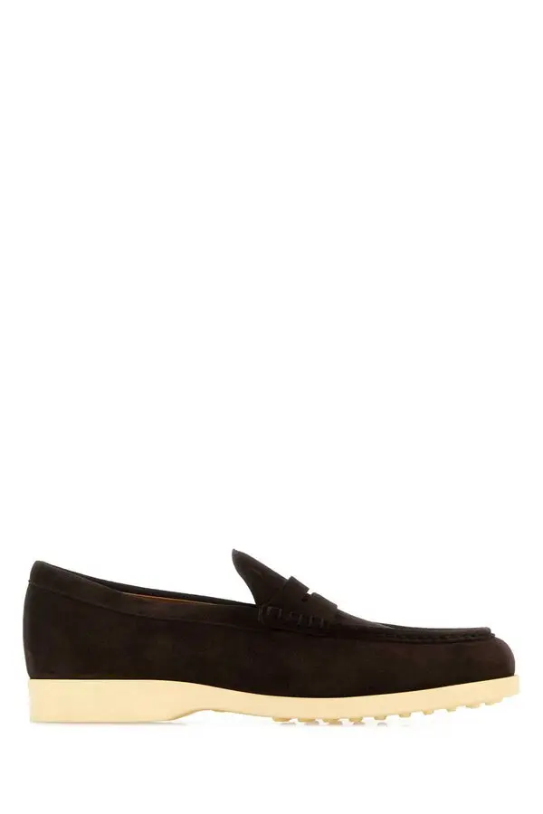 TOD'S Dark Suede Loafers - Brown