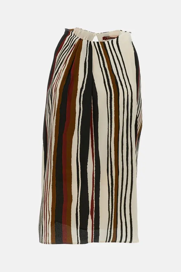 Max Mara Sleeveless Striped Silk Top - Multicolor