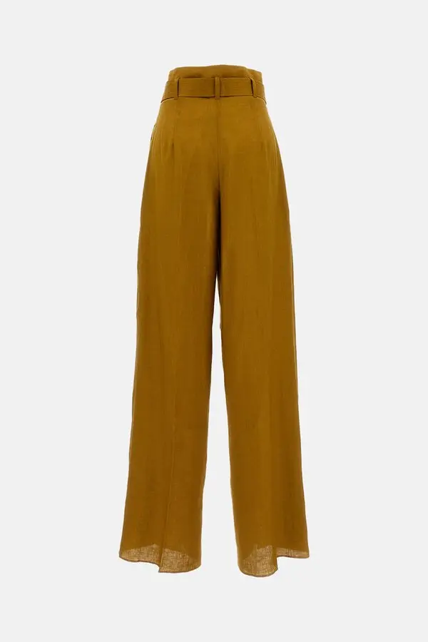 Max Mara High-waisted Wide-leg Linen Trousers - Multicolor