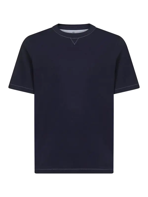 Brunello Cucinelli Blue Solomeo Crest Crewneck T-shirt