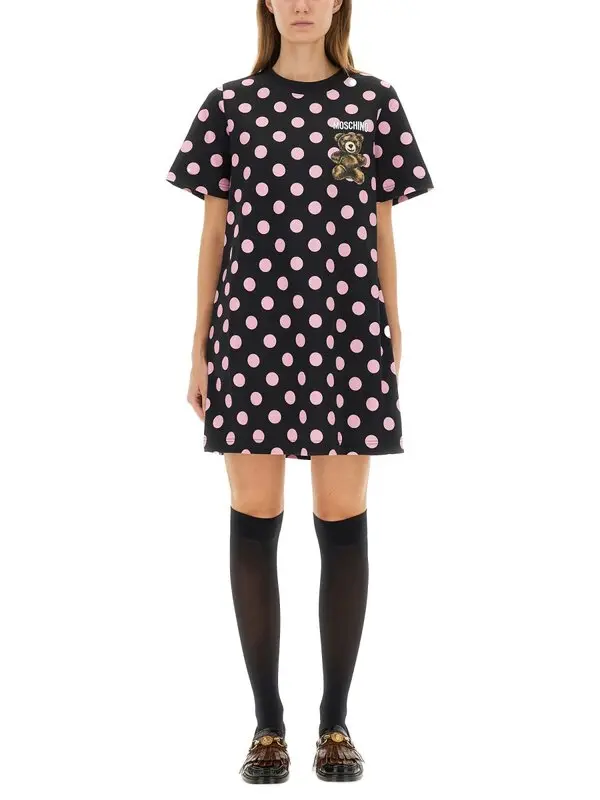 Moschino Teddy Polka Dots Dress - Black