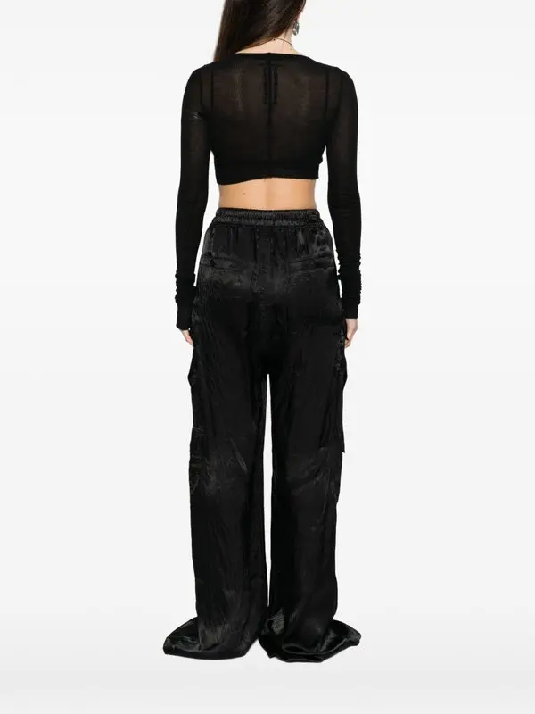 Rick Owens Rib Knit Cropped Long Sleeve Top