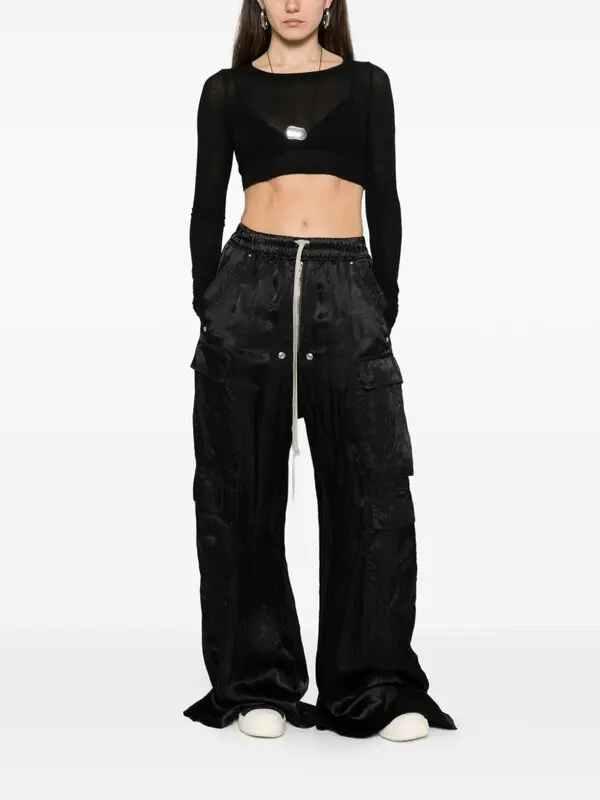 Rick Owens Rib Knit Cropped Long Sleeve Top