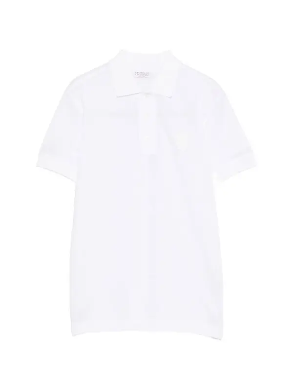 Brunello Cucinelli White Cotton Appliqué Polo Shirt - Multicolor