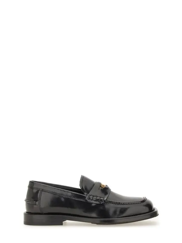 Moschino Leather Loafers With Gold Tone Detail