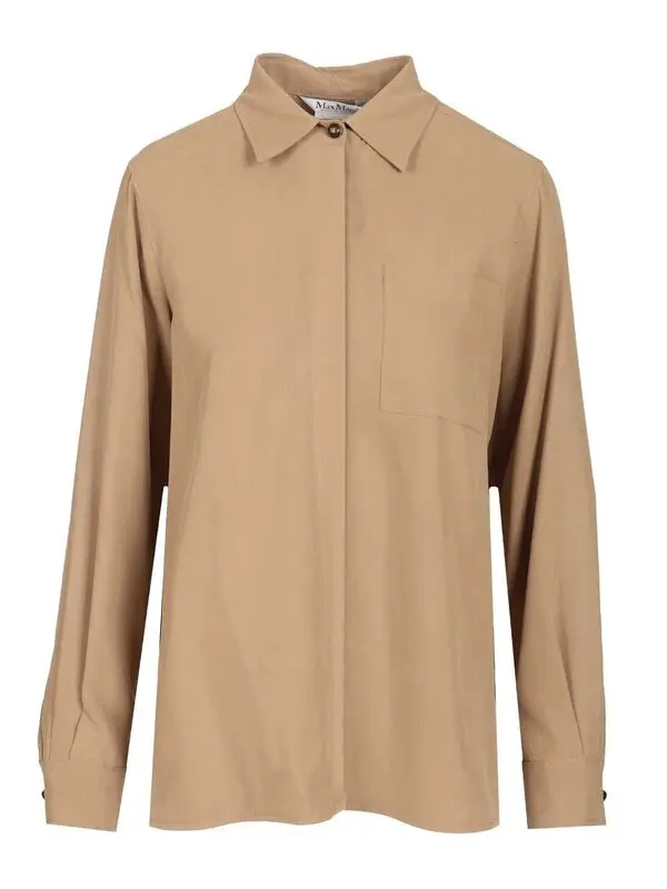 Max Mara Siamese Shirt In Washed Silk - Brown