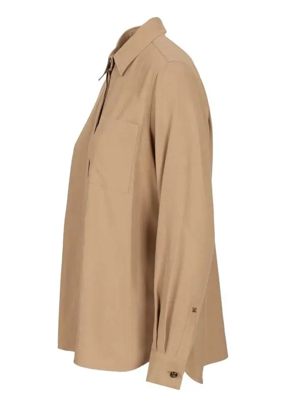 Max Mara Siamese Shirt In Washed Silk - Brown
