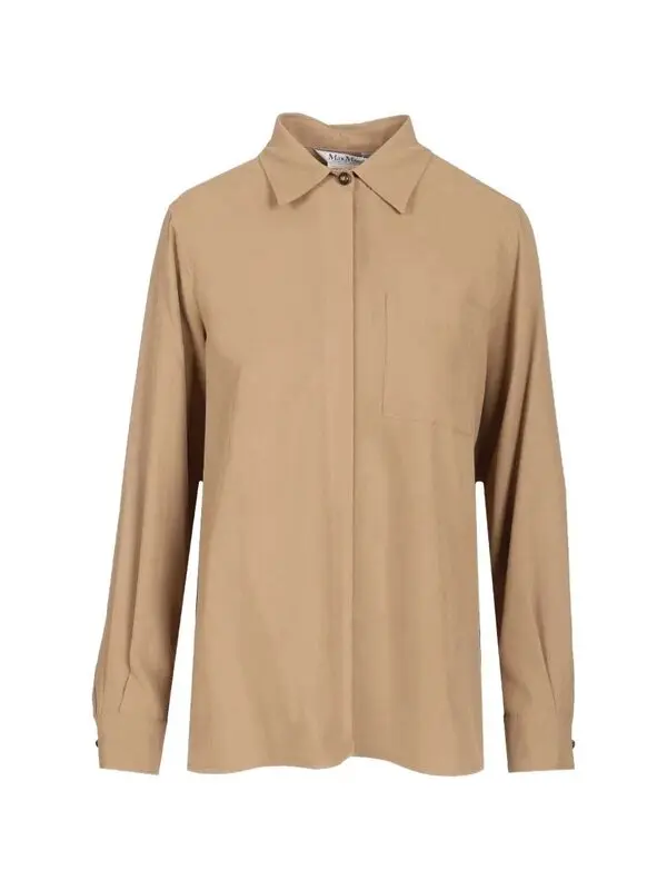 Max Mara Siamese Shirt In Washed Silk - Brown