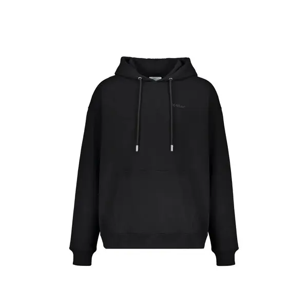Off-White Logo Drawstring Hooded Sweatshirt - Black