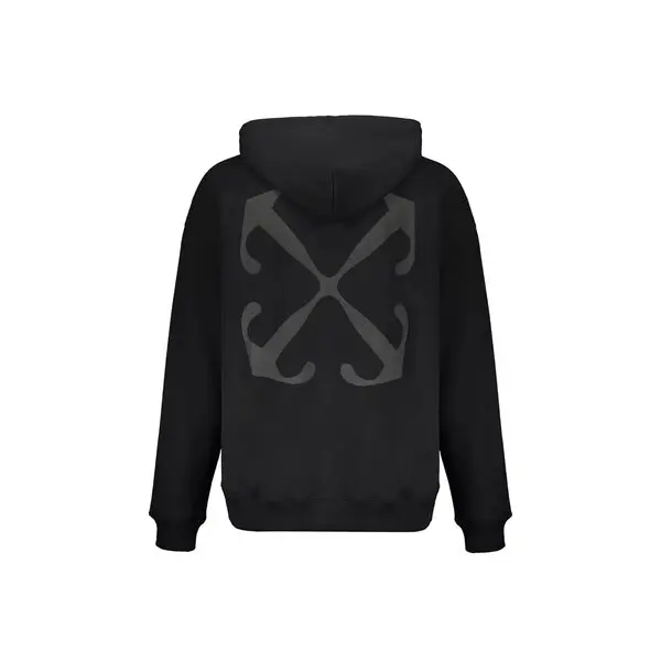 Off-White Logo Drawstring Hooded Sweatshirt - Black