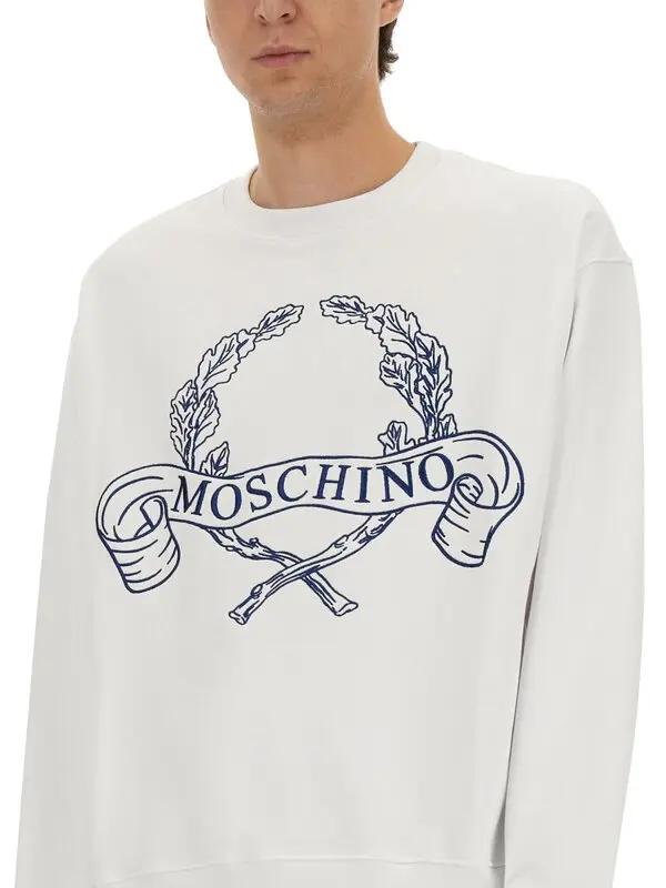Moschino Sweatshirt With Laurel Crown Logo Embroidery - White