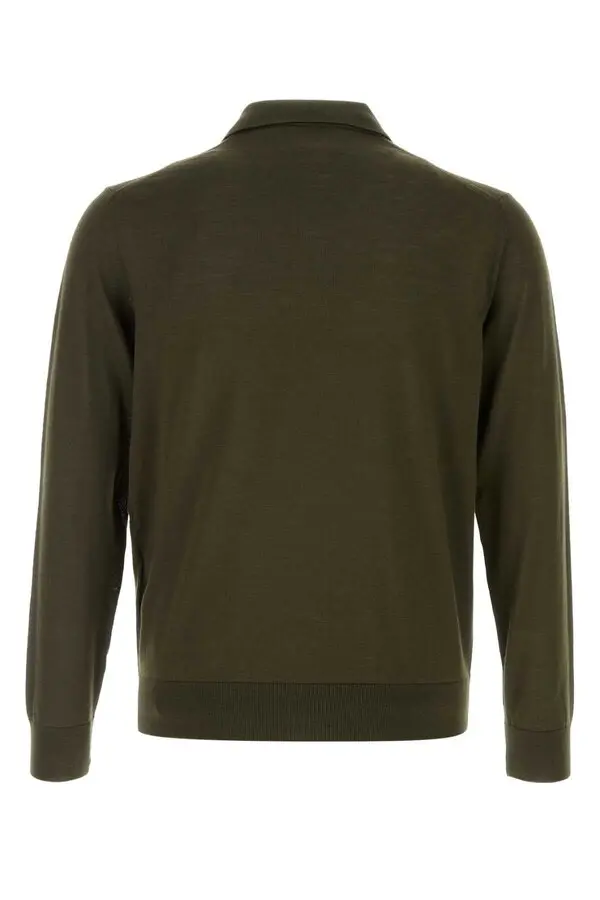 Prada Olive Wool Polo Shirt - Green