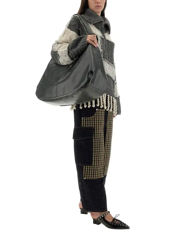 GANNI Patchwork Knit Sweater With Tassel Detail - Multicolor