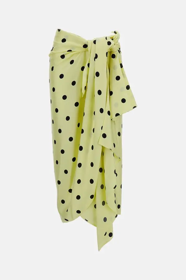Sportmax Polka Dot Silk Longuette Skirt - Multicolor