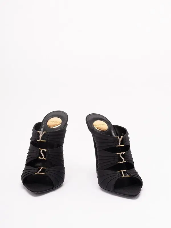 Saint Laurent Black Viscose Emilie Sandals - Multicolor