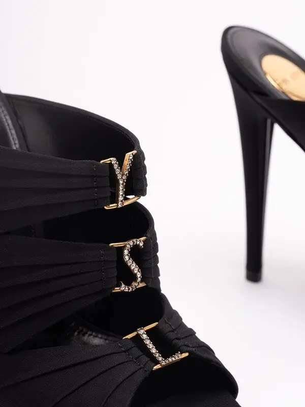 Saint Laurent Black Viscose Emilie Sandals - Multicolor