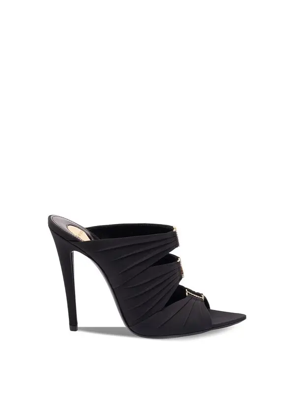 Saint Laurent Black Viscose Emilie Sandals - Multicolor
