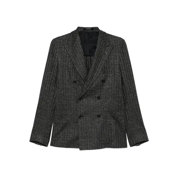 Tagliatore Grey Pinstripe Double-breasted Blazer - Gray