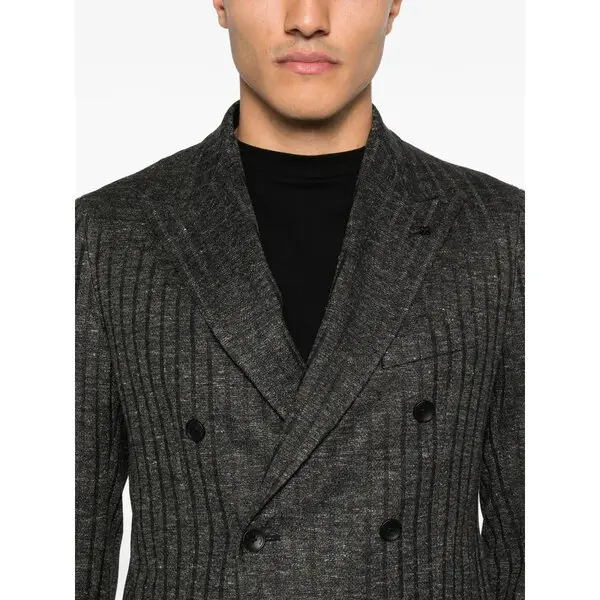 Tagliatore Grey Pinstripe Double-breasted Blazer - Gray