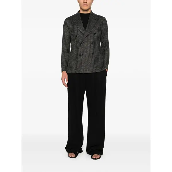 Tagliatore Grey Pinstripe Double-breasted Blazer - Gray