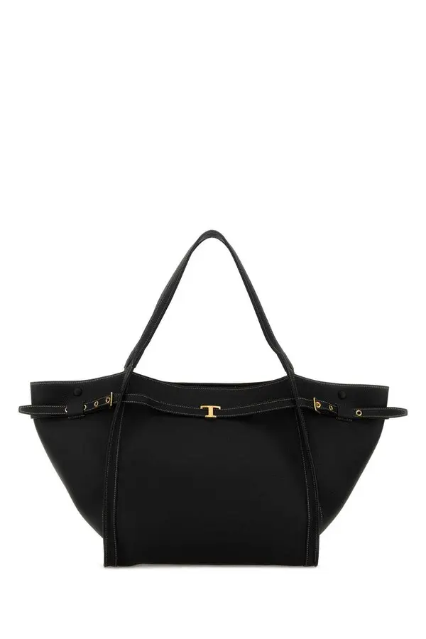 TOD'S Leather Tim Shopping Bag - Black