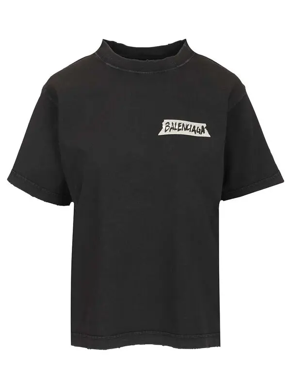 Balenciaga Masking Tape" Graphic T-shirt - Black