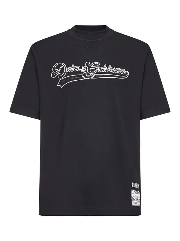 Dolce & Gabbana Black Cotton Jersey Logo T-shirt