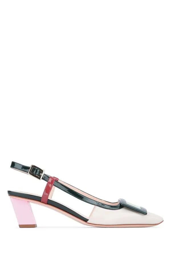 ROGER VIVIER Lacquered Buckle Sling Back Pumps