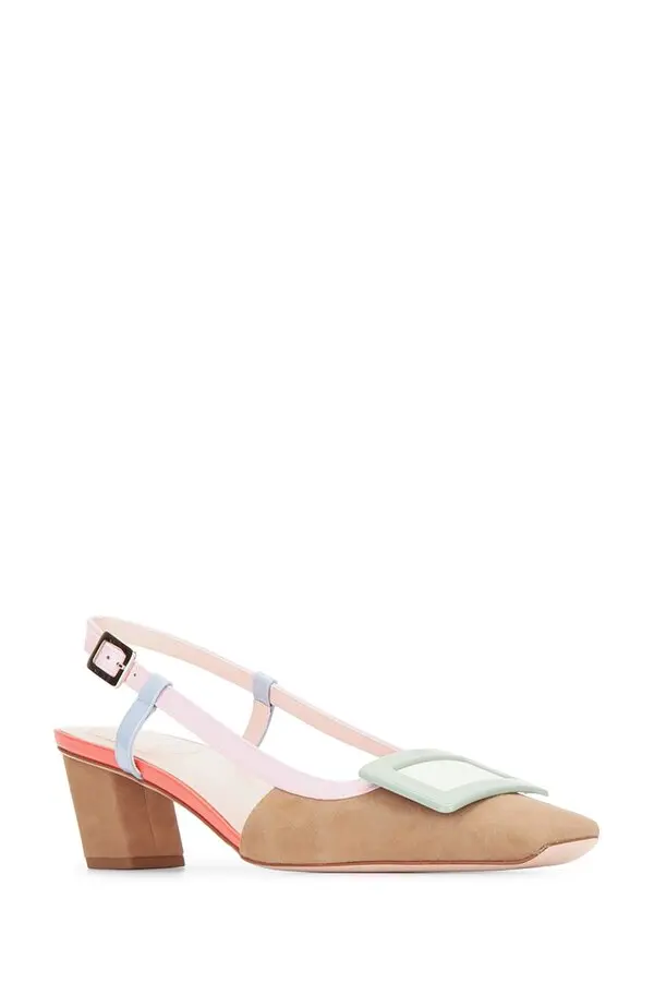 ROGER VIVIER Lacquered Buckle Sling Back Pumps - Multicolor