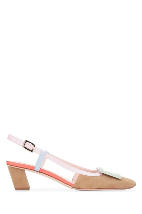 ROGER VIVIER Lacquered Buckle Sling Back Pumps - Multicolor