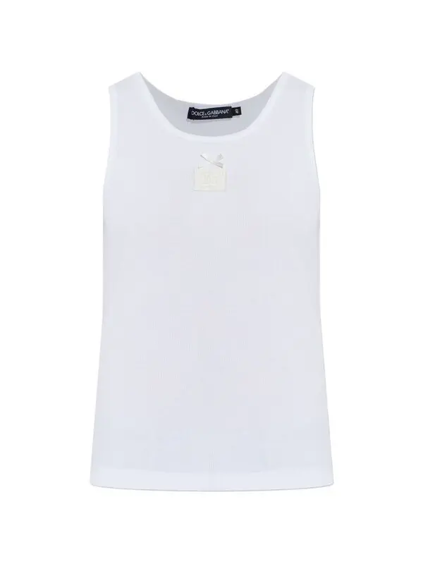 Dolce & Gabbana Ribbed Cotton Tank Top With Appliqu