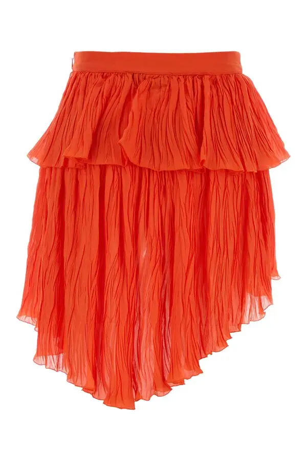 Blumarine Coral Crepe Mini Skirt - Red