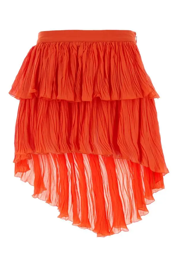 Blumarine Coral Crepe Mini Skirt - Red