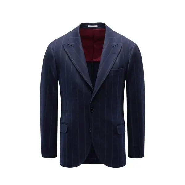 Brunello Cucinelli Striped Wool Jacket - Blue