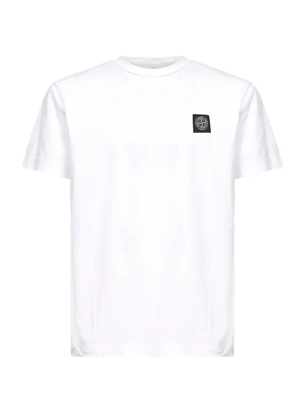 Stone Island White Slim-fit Logo Patch T-shirt