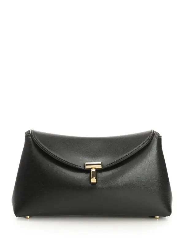 TOTEME T-lock Mini Leather Clutch - Black
