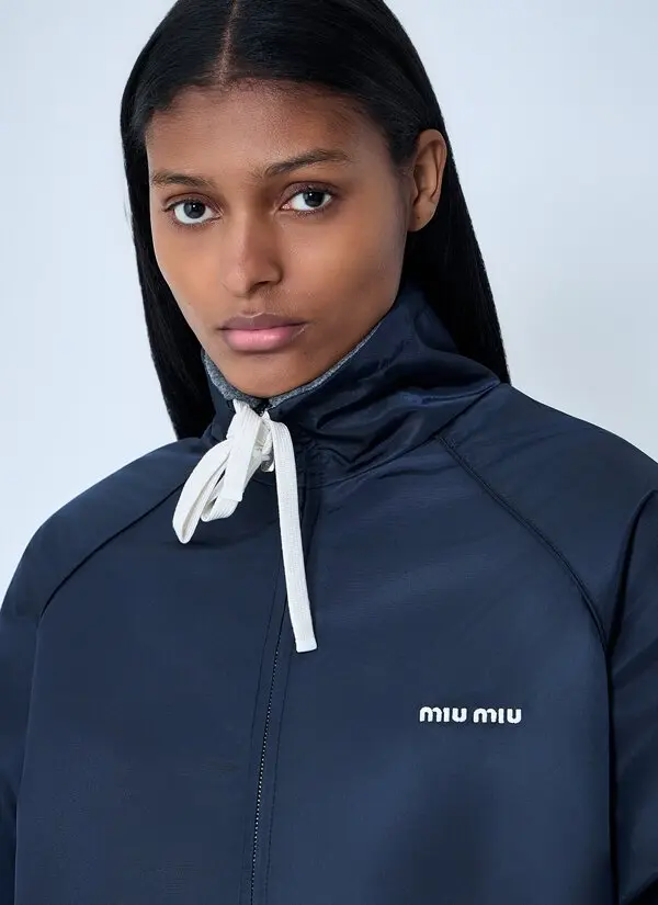 Miu Miu Technical Gazar And Fleece Bomber Jacket
