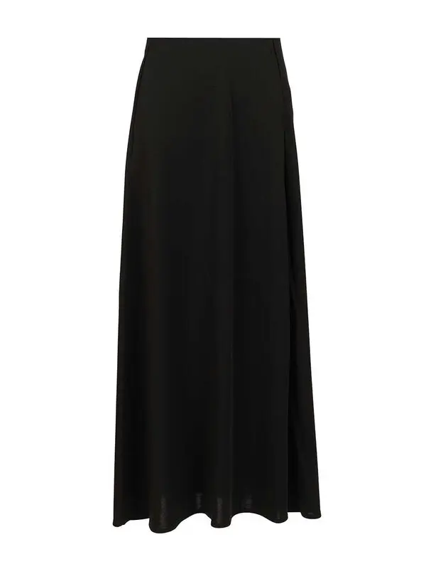 Max Mara Long Virgin Wool Skirt - Black