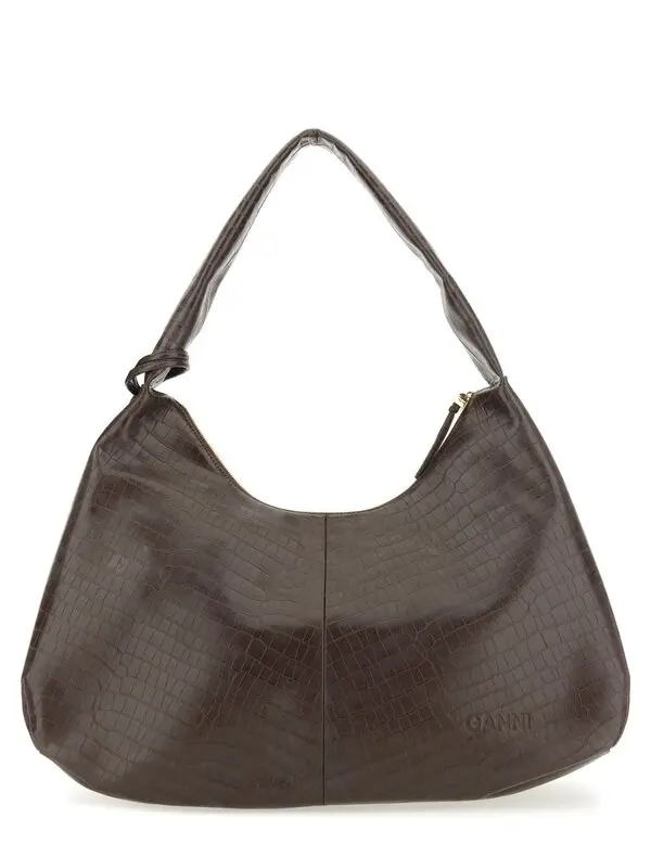 GANNI Croc Effect Hobo Bag Xxl