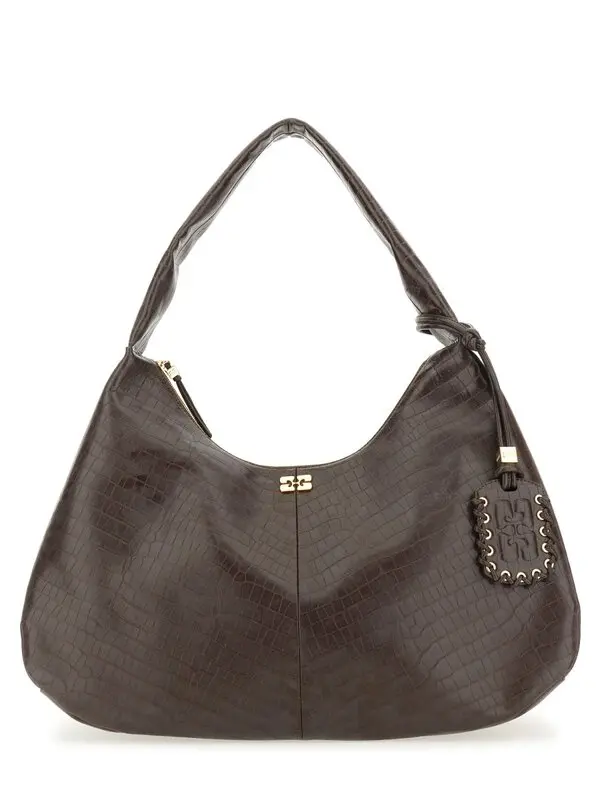 GANNI Croc Effect Hobo Bag Xxl