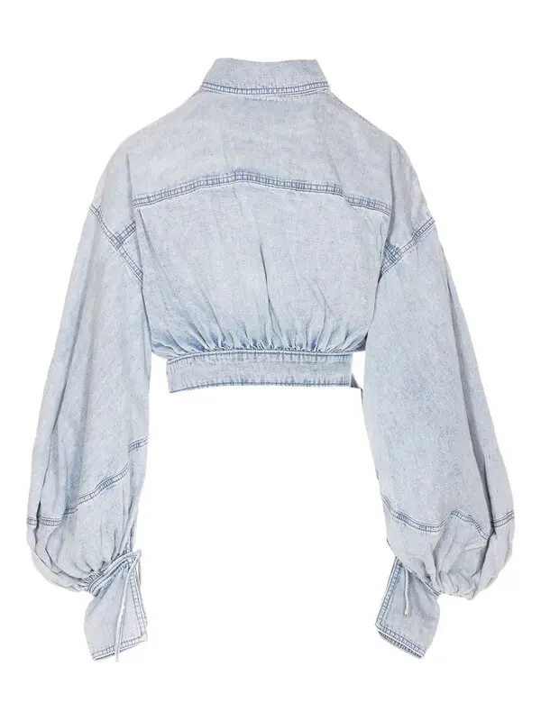 Zimmermann Rebellion Denim Top With Front Tie - Multicolor