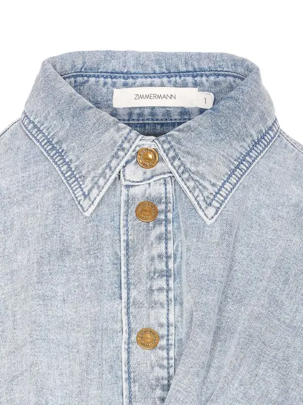 Zimmermann Rebellion Denim Top With Front Tie - Multicolor