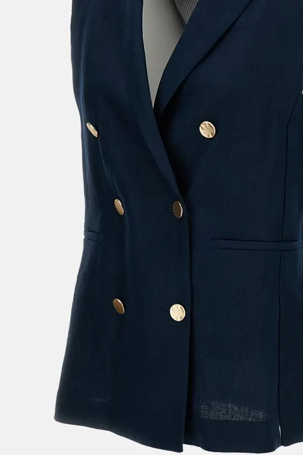 Max Mara Double-breasted Linen Vest - Multicolor