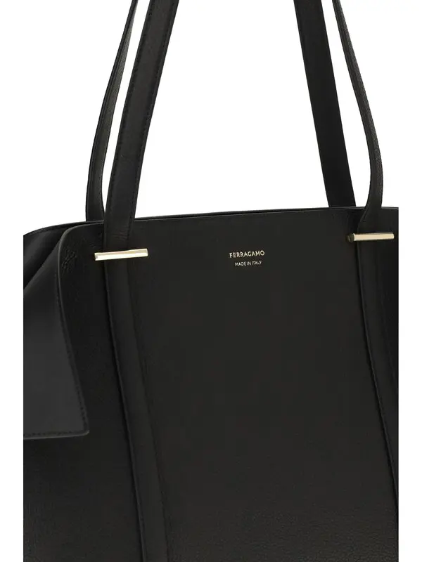 FERRAGAMO Leather Tote Bag - Black