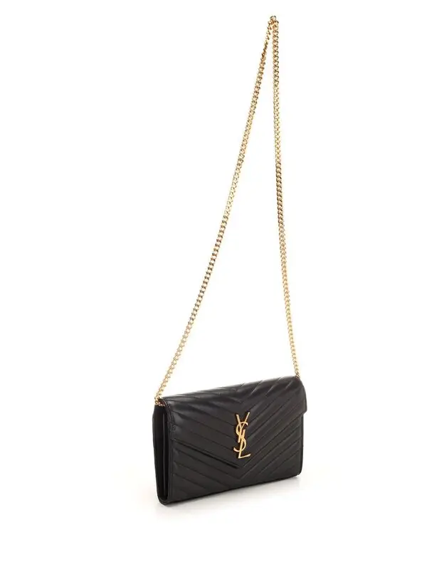 Saint Laurent Cassandre Wallet On Chain - Black