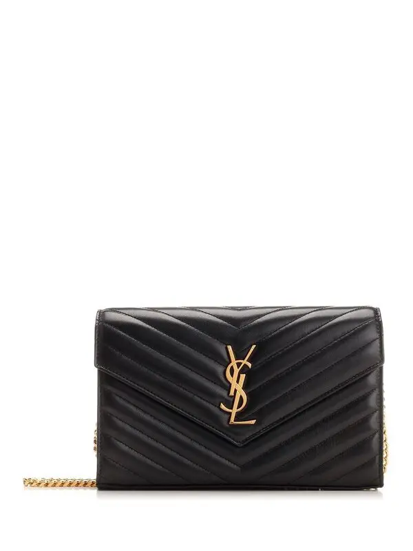 Saint Laurent Cassandre Wallet On Chain - Black