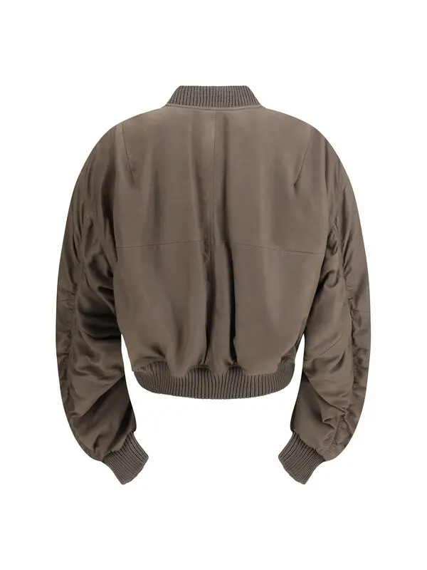 Rick Owens Secchia Bomber In Lambskin Leather - Gray